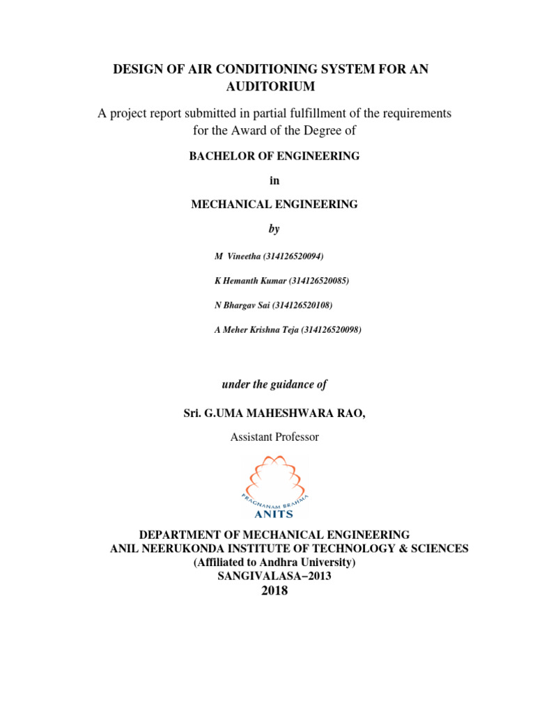 Design of Air Conditioning System For An Auditorium | PDF | Humidity ...