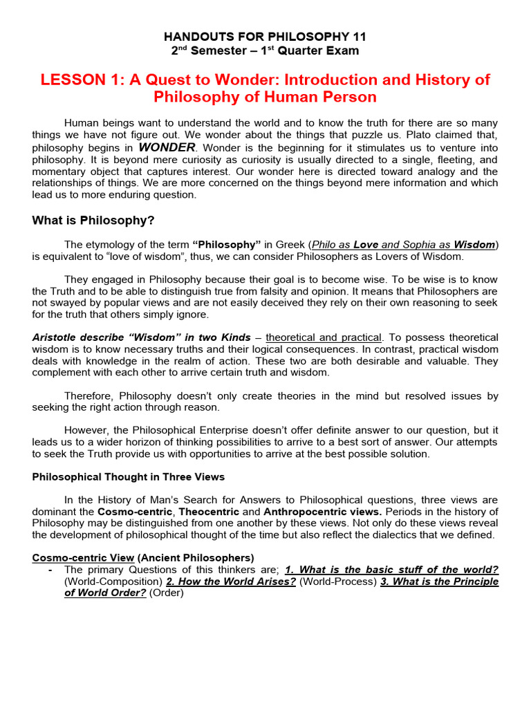 Philosophy 11 Handouts | PDF | Ancient Greek Philosophy | Hermeneutics