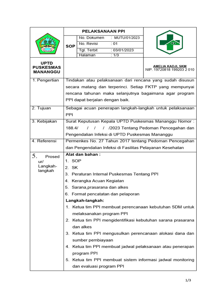SOP Pelaksanaan PPI | PDF