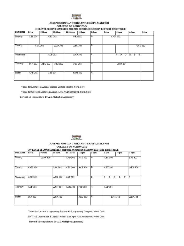 Lecture Time Table Second Semester 2021-2022 | Download Free PDF | Agricultural Science | Food ...