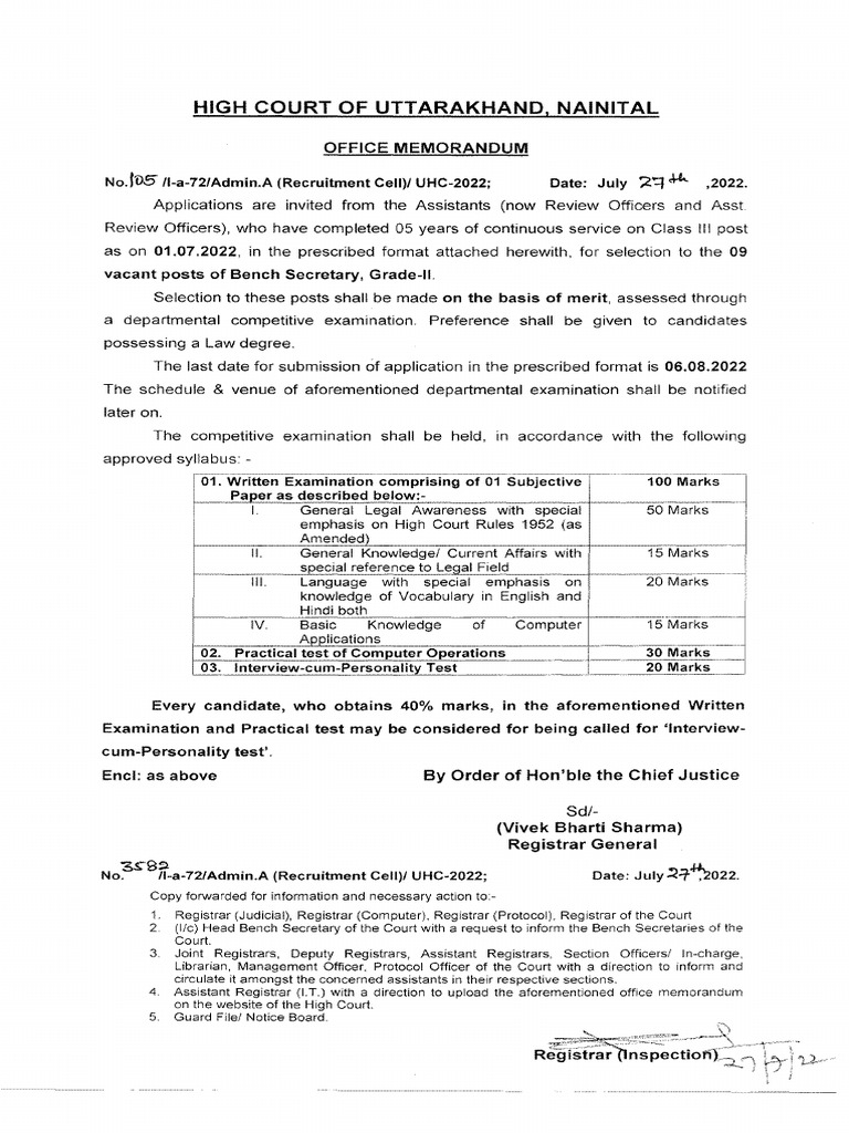 Office Memorandum No. 105 | PDF
