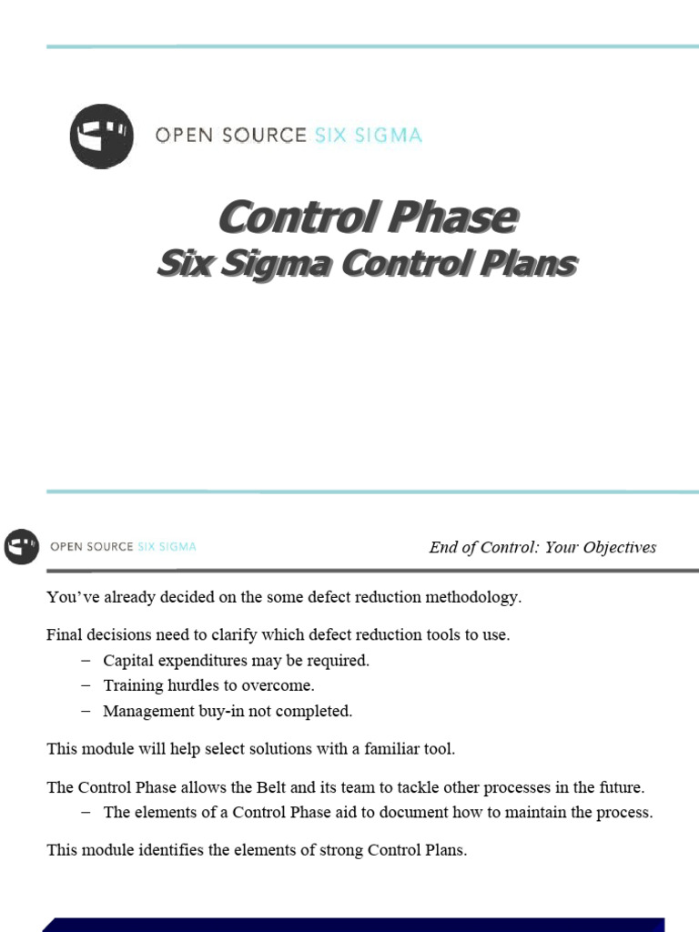 7 - Control - Six Sigma Control Plans | PDF | Six Sigma | Business