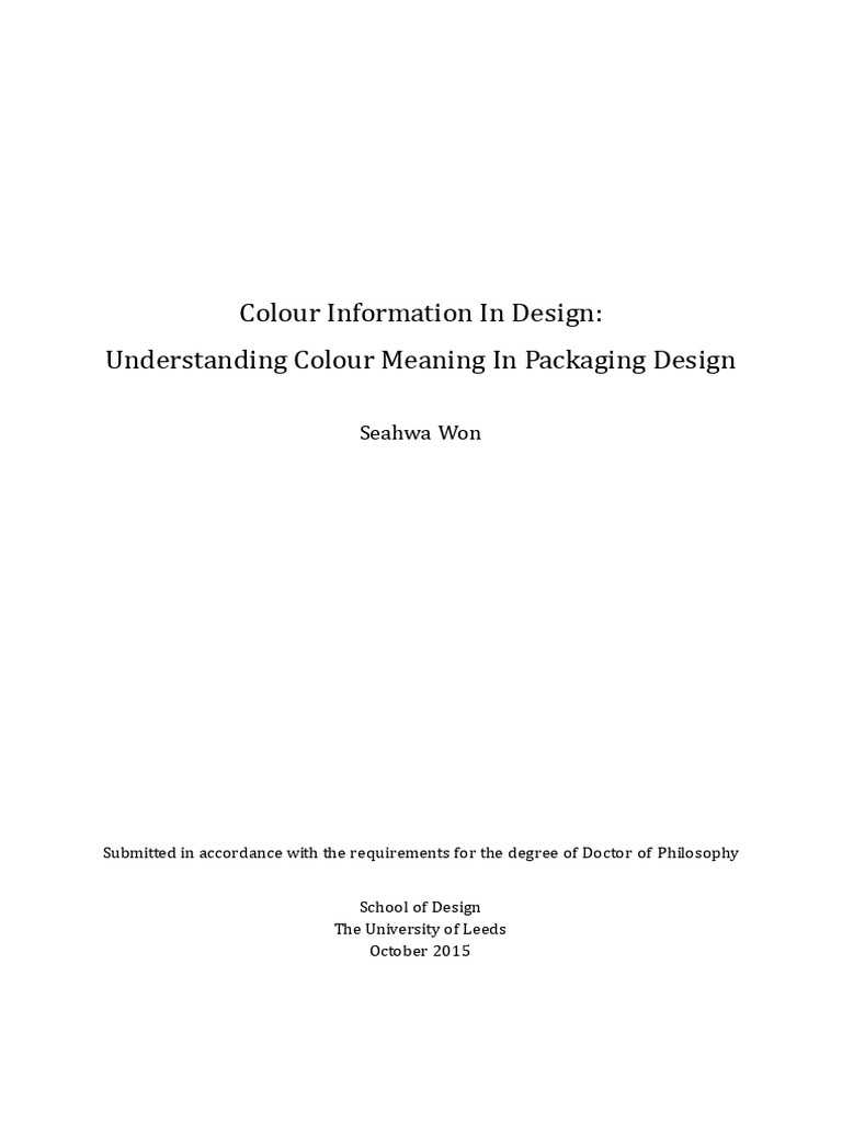 Colour Information in Design: Understanding Colour Meaning in Packaging ...
