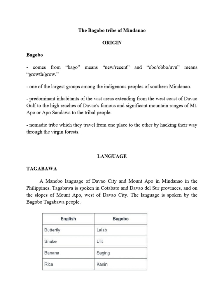The Bagobo Tribe of Mindanao 1 | PDF