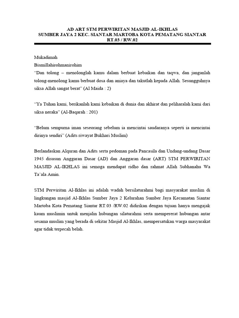 Ad Art STM Perwiritan Masjid Al Ikhlas | PDF