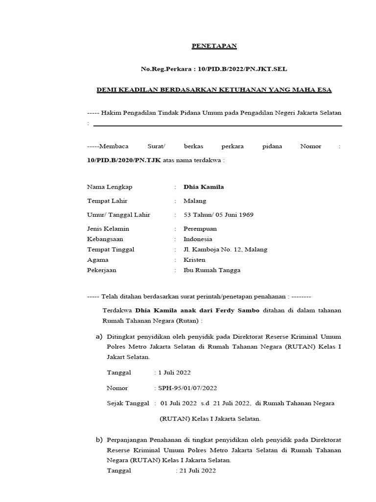 Penahanan Dhia Kamila | PDF