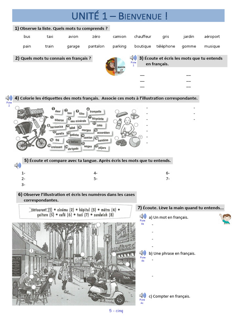 UNITÉ 1-Bienvenue | PDF