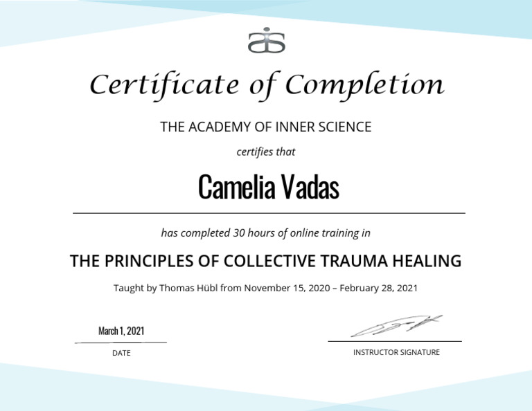 Certificate of Completion: Trauma Healing | PDF