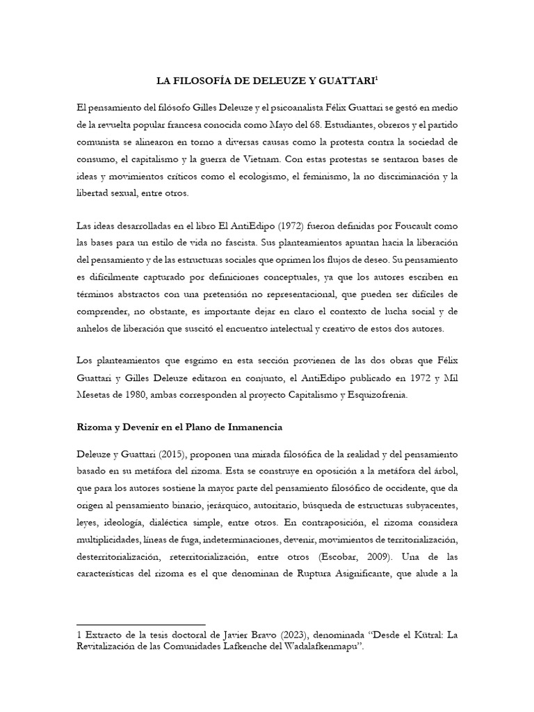 La Filosofía de Deleuze y Guattari | PDF | Capitalismo | Gilles Deleuze