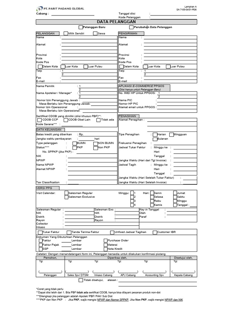 Form Data Pelanggan, Lamp A | PDF