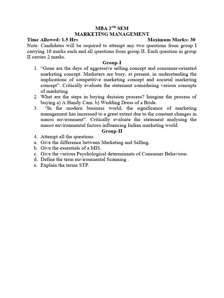 MM Mba 2ND Sem | PDF