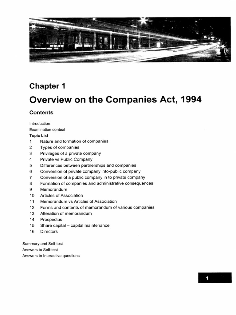 Overview On The Companies Act 1994 Pdf Partnership Guarantee