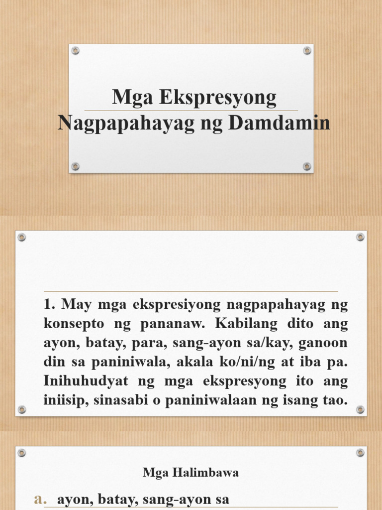 Ekspresyon Sa Pagpapahayag NG Damdamin | PDF
