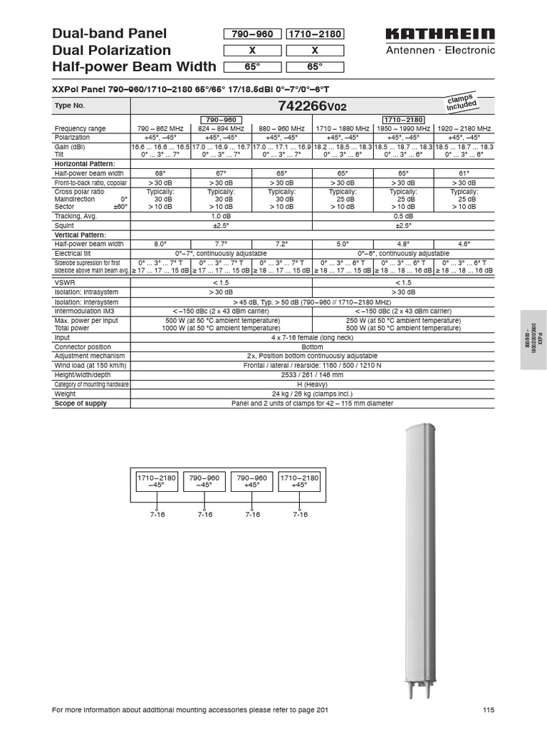 Kathrein Antenna | PDF | Decibel | Electrical Engineering