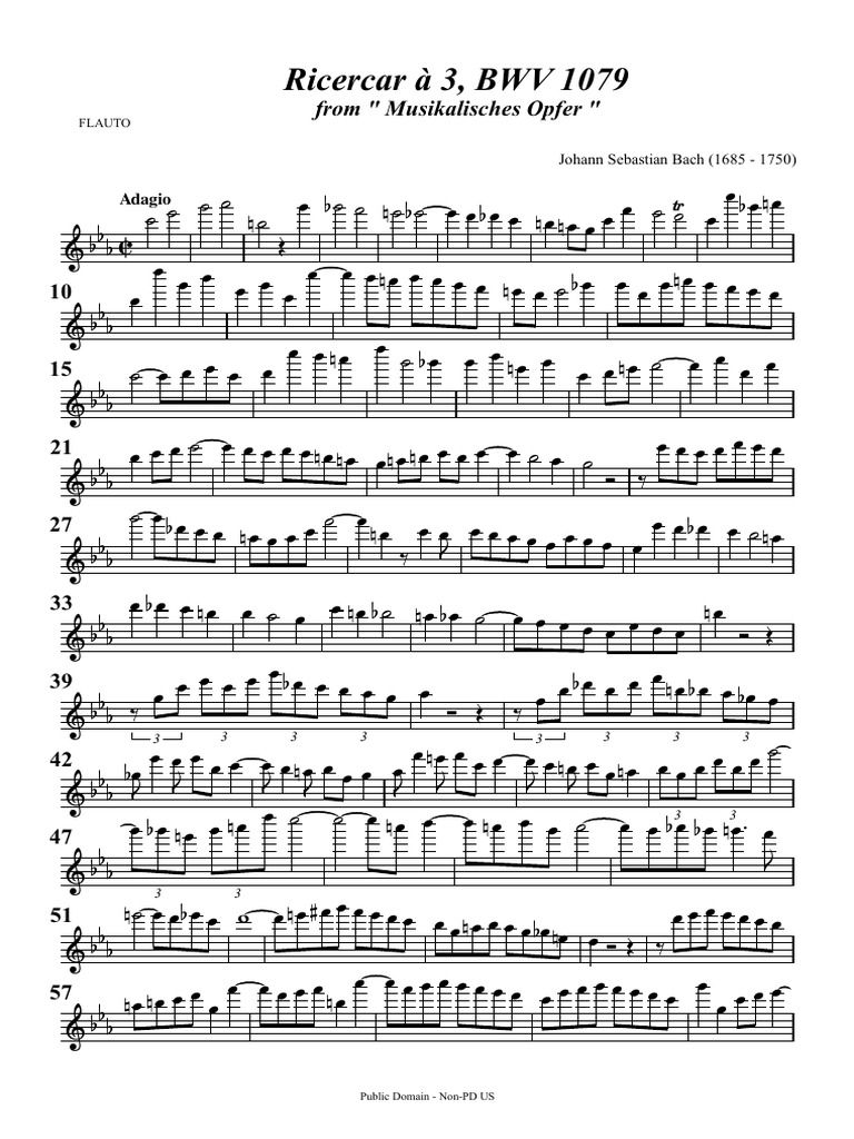 Bach Ricercare a 3 BWV1079 - trio-FLAUTO | PDF | Church Music | Christian Music