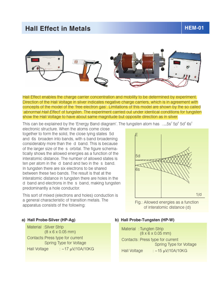 Hall-Effect-In-Metals (Ag, W) | PDF | Electrical Resistivity And Conductivity | Electron
