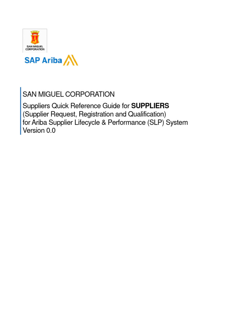 SLP - Supplier QRG | PDF