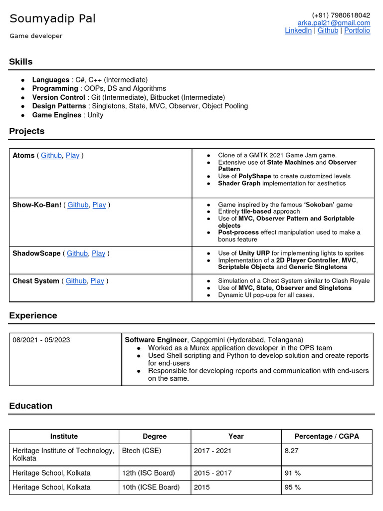 Soumyadip Pal Resume | PDF | Scripting Language | Software