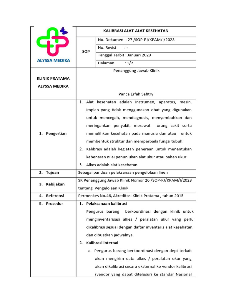 Sop Kalibrasi Alat | PDF