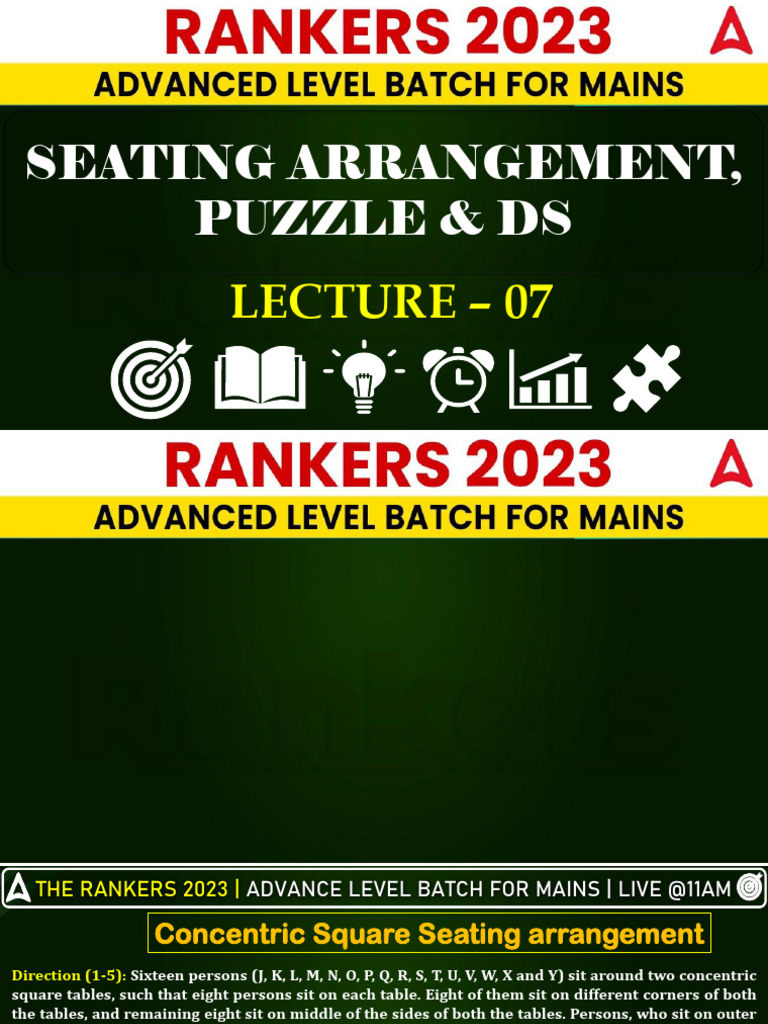 Seating Arrangement, Puzzle & DS: Lecture - 07 | PDF