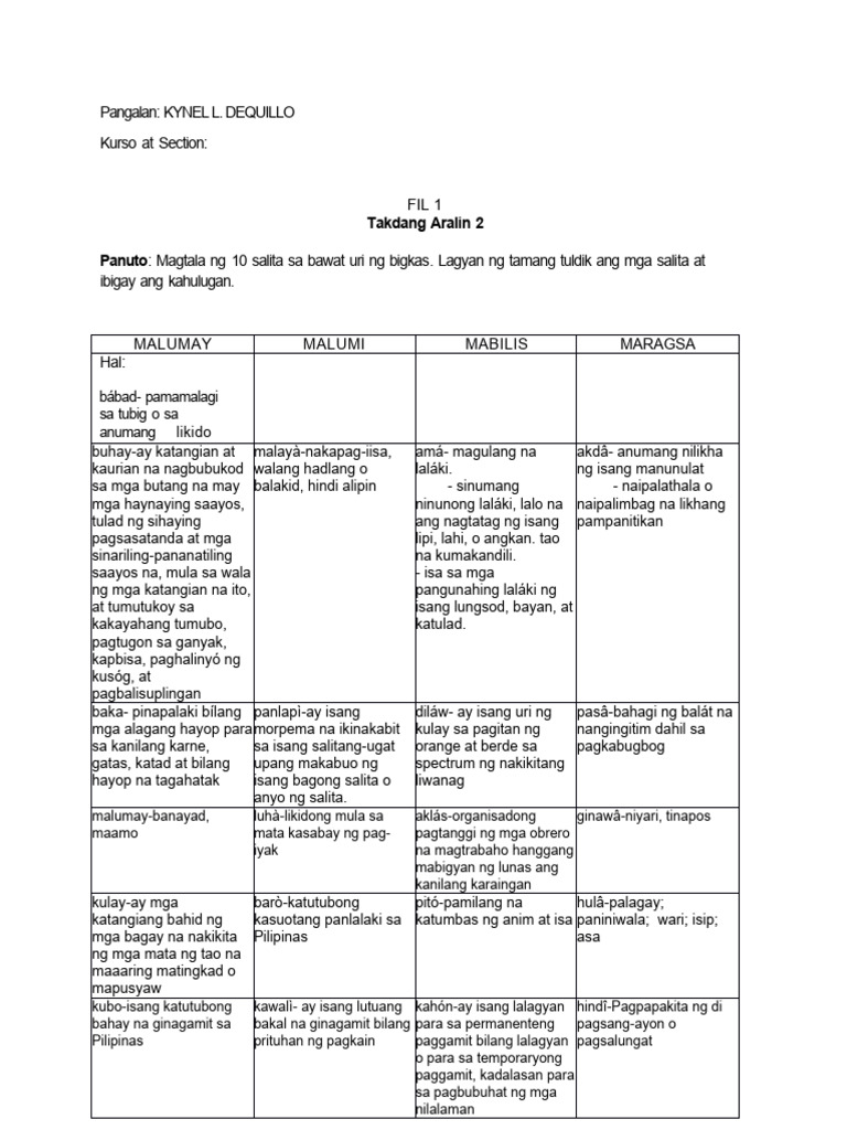 DEQUILLO Filipino Uri NG Bigkas | PDF