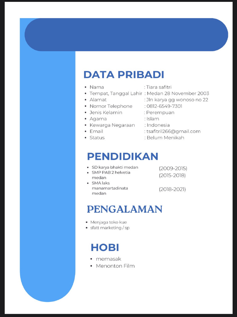 CV Tiara Safitri | PDF