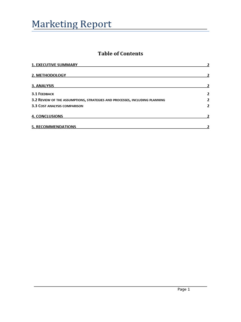 Marketing Report Template | PDF | Marketing | Sales