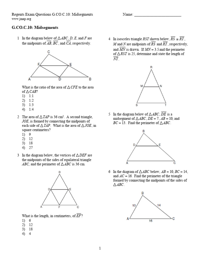 G Co C 10 Midsegments | PDF