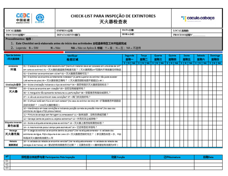 Check-List Inspeção de Extintor | PDF