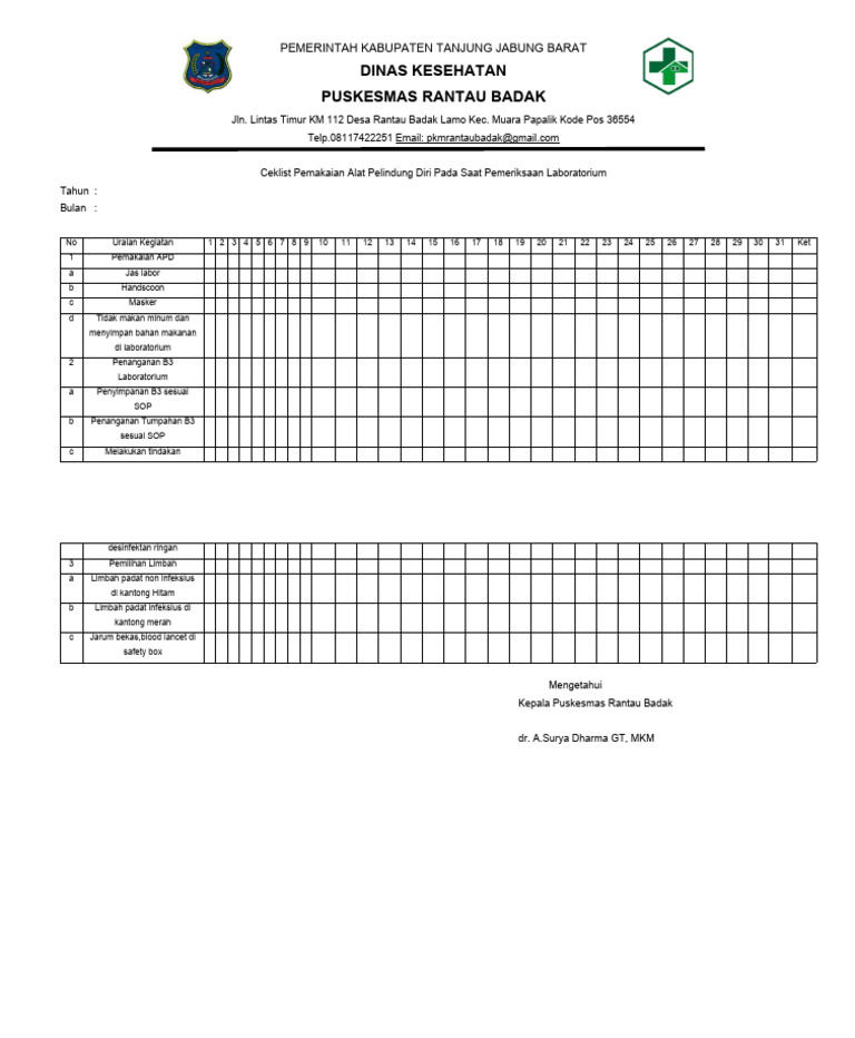 Form Ceklist Apd | PDF