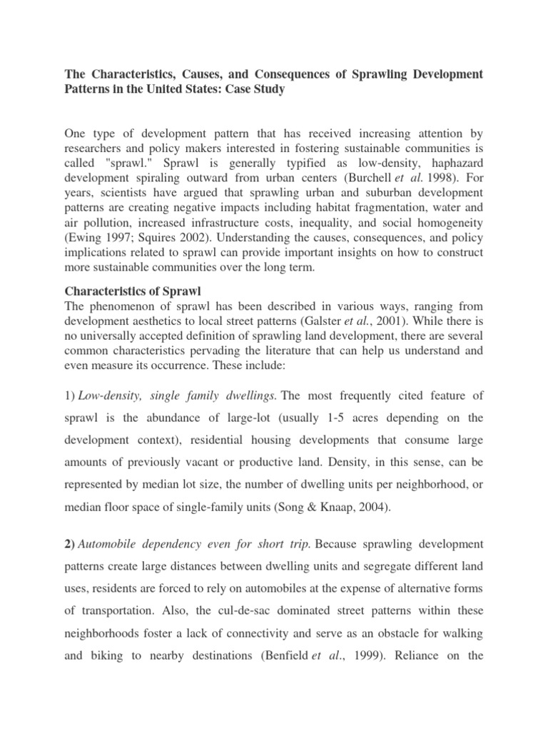 Characteristics and Causes of Urban Sprawl | PDF | Urban Sprawl ...