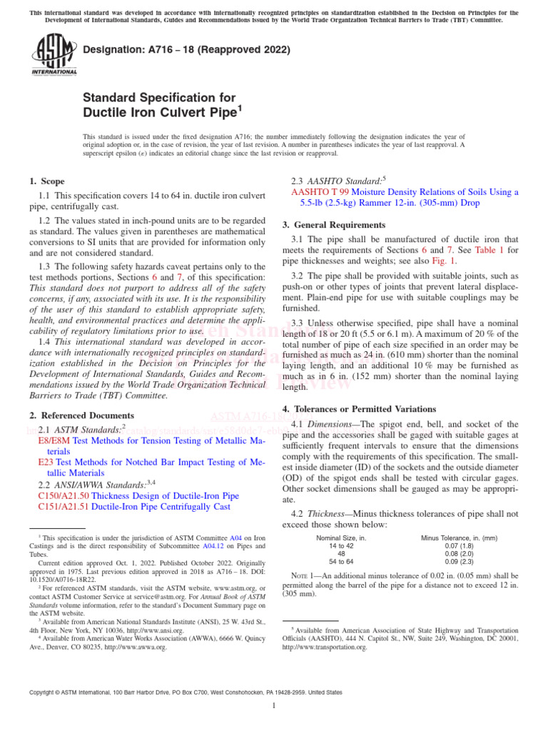 Astm A716 18 2022 | PDF | Pipe (Fluid Conveyance) | Specification ...