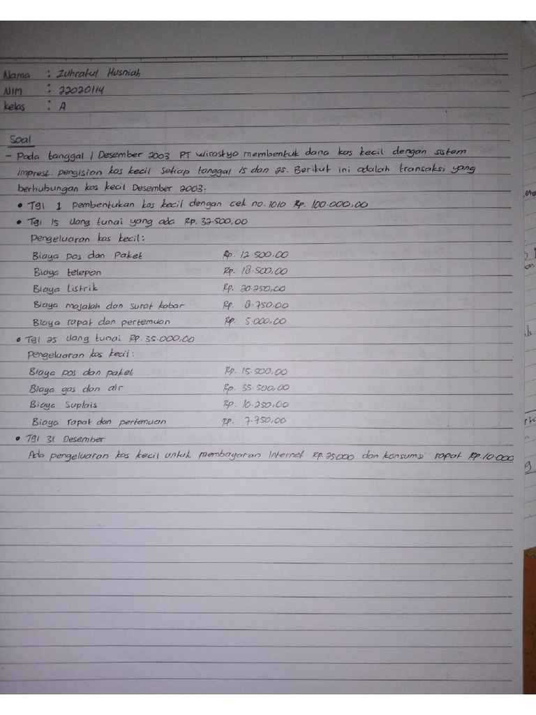 Tugas 1 AK Kas Kecil 22020114 | PDF