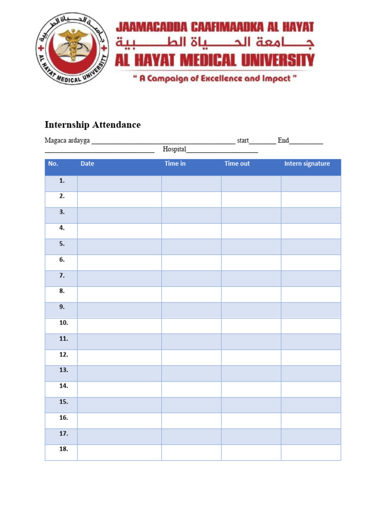 Internship Attendance Sheet Template | PDF | Business