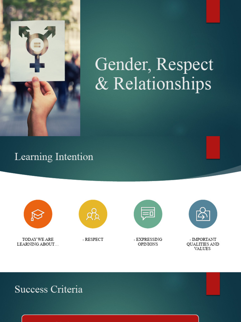 Lesson 1 - Introduction To Gender, Respect & Relationships | PDF