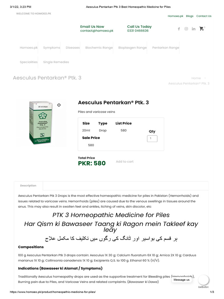 BHP Formula No 55 Refrence - Aesculus Pentarkan PTK 3 Best Homeopathic ...