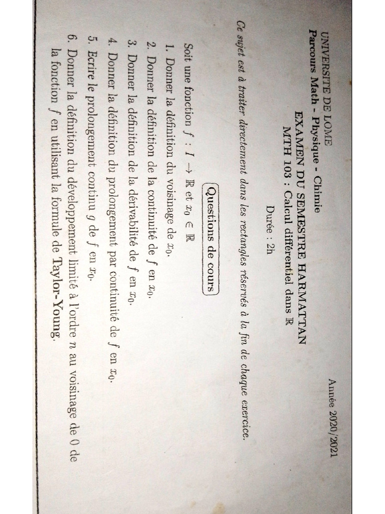 MTH 103 2020-2021 | PDF