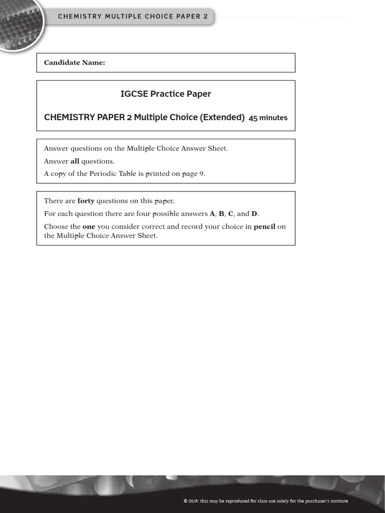 Multiple Choice Paper 2 | Download Free PDF | Oxide | Chlorine