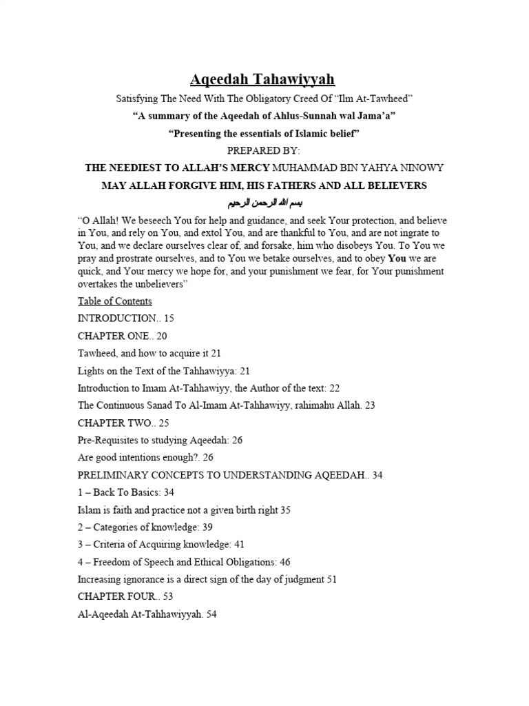 Aqeedah Touheed - 40 Points | Download Free PDF | God In Islam | Tawhid
