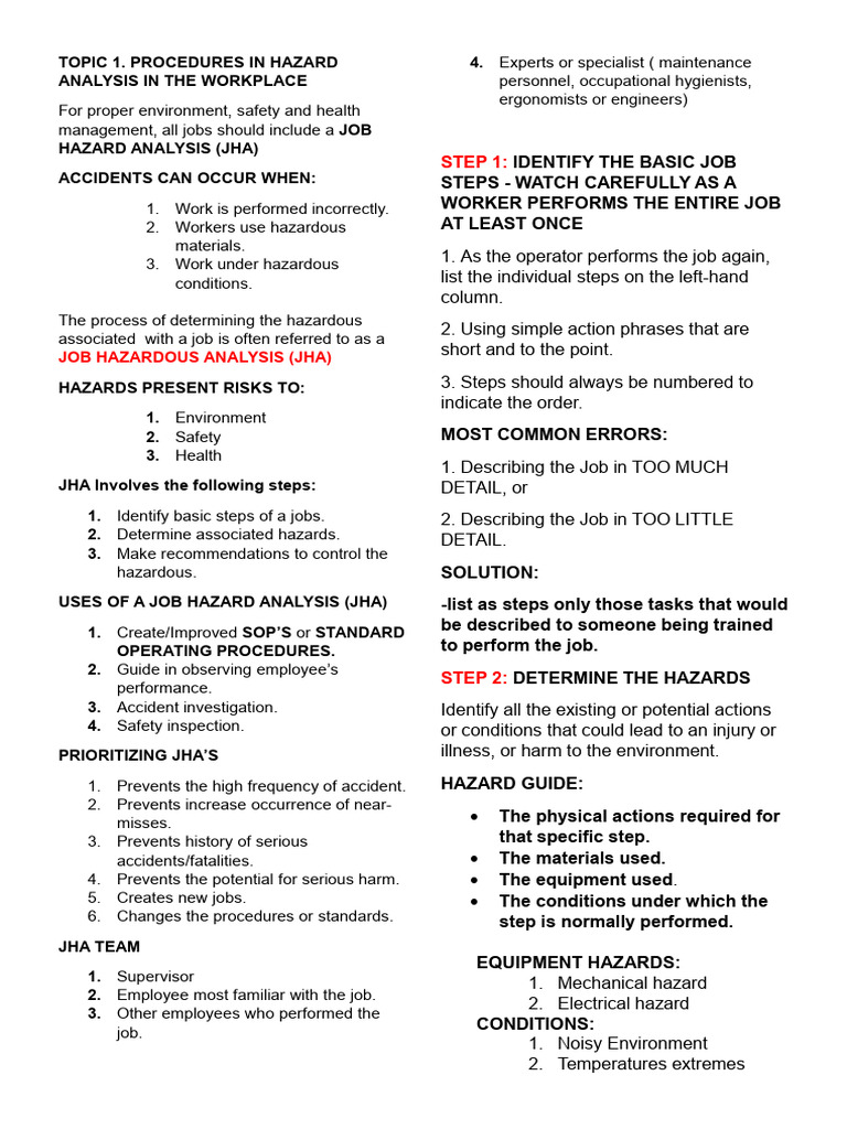Job Hazard Analysis Procedures Guide | PDF | Hazards | Safety