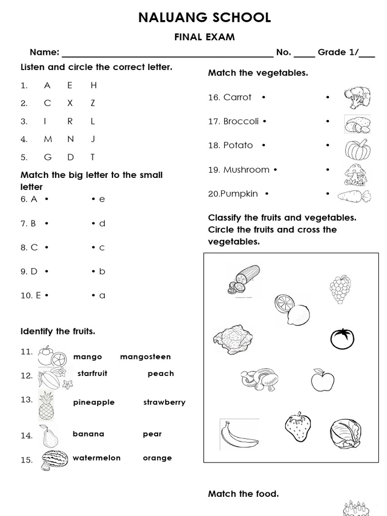Final Exam Grade 1 Term 2 | PDF