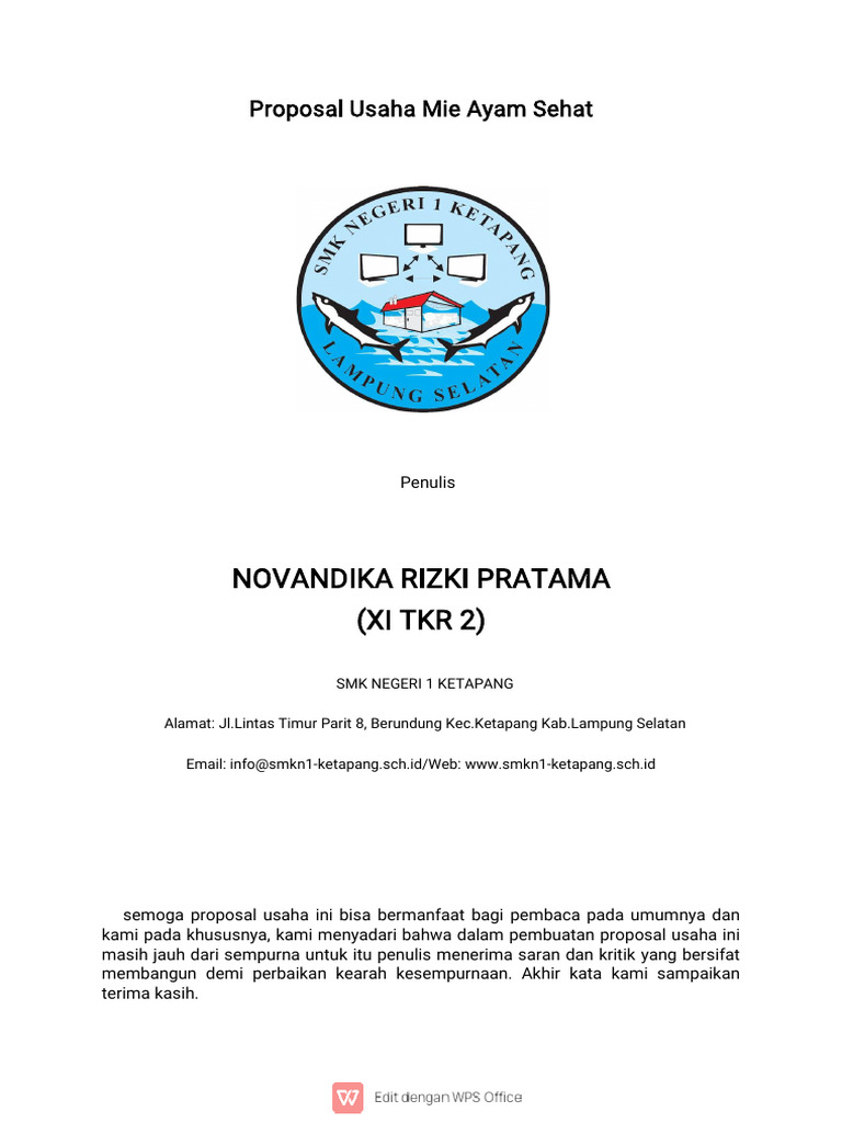 Proposal Pengajuan Usaha Mie Ayam | PDF