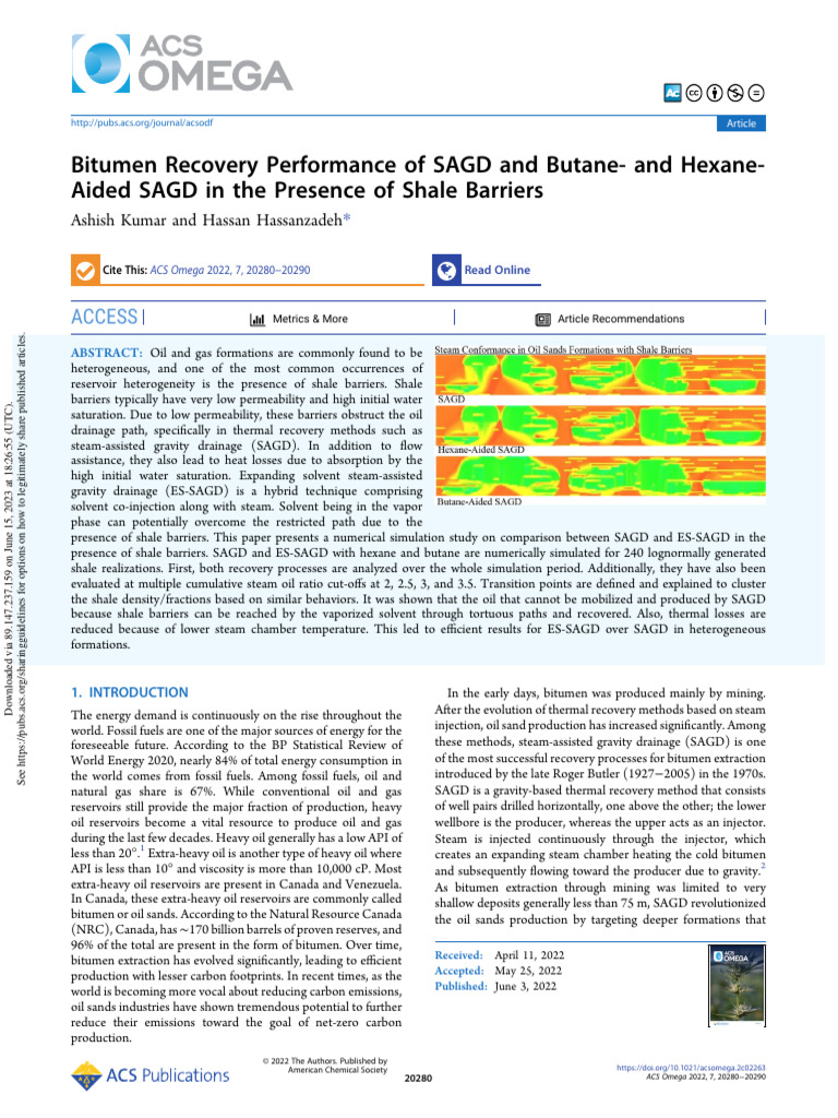SAGD vs. ES-SAGD: Bitumen Recovery Analysis | PDF | Hydrocarbons ...