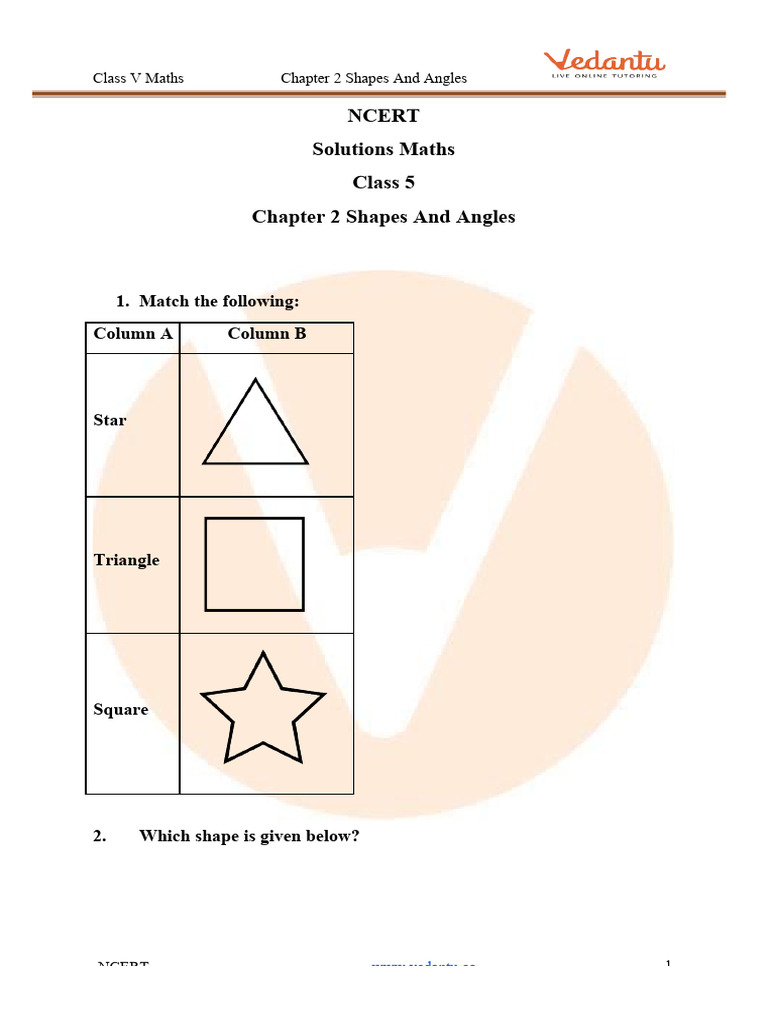 NCERT Solutions For Class 5 Maths Chapter 2 - Shapes and Angles ...