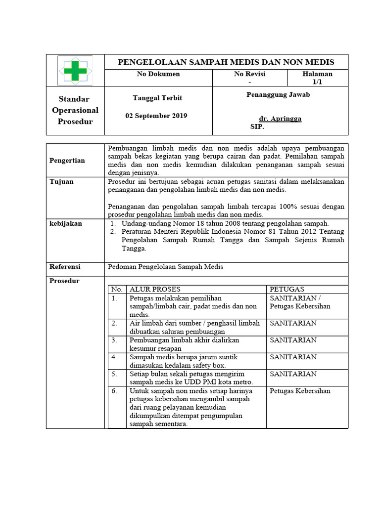 Pengelolaan Sampah Medis Dan Non Medis Pdf