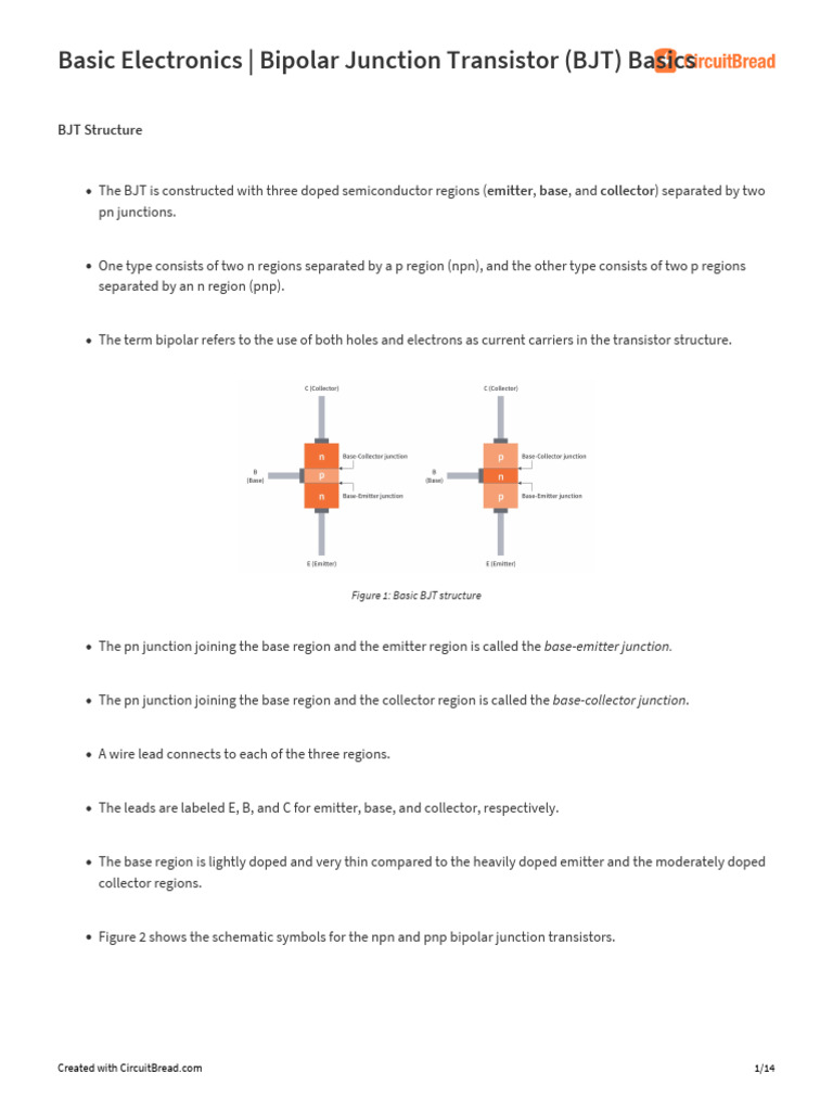 BJT Basics | PDF | Bipolar Junction Transistor | P–N Junction