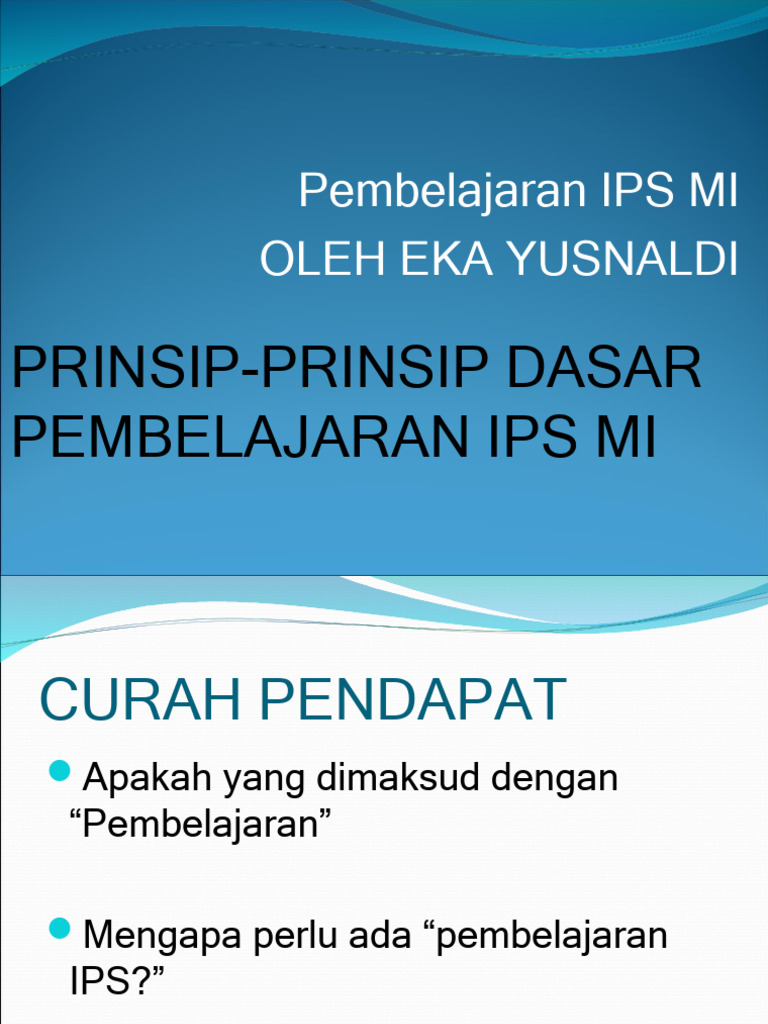 1 Prinsip Dasar Pembelajaran Ips | PDF | Career & Growth
