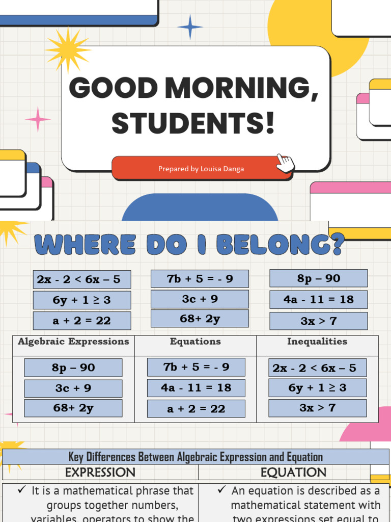 Linear Equation Inequality In One Variable Pdf Equations