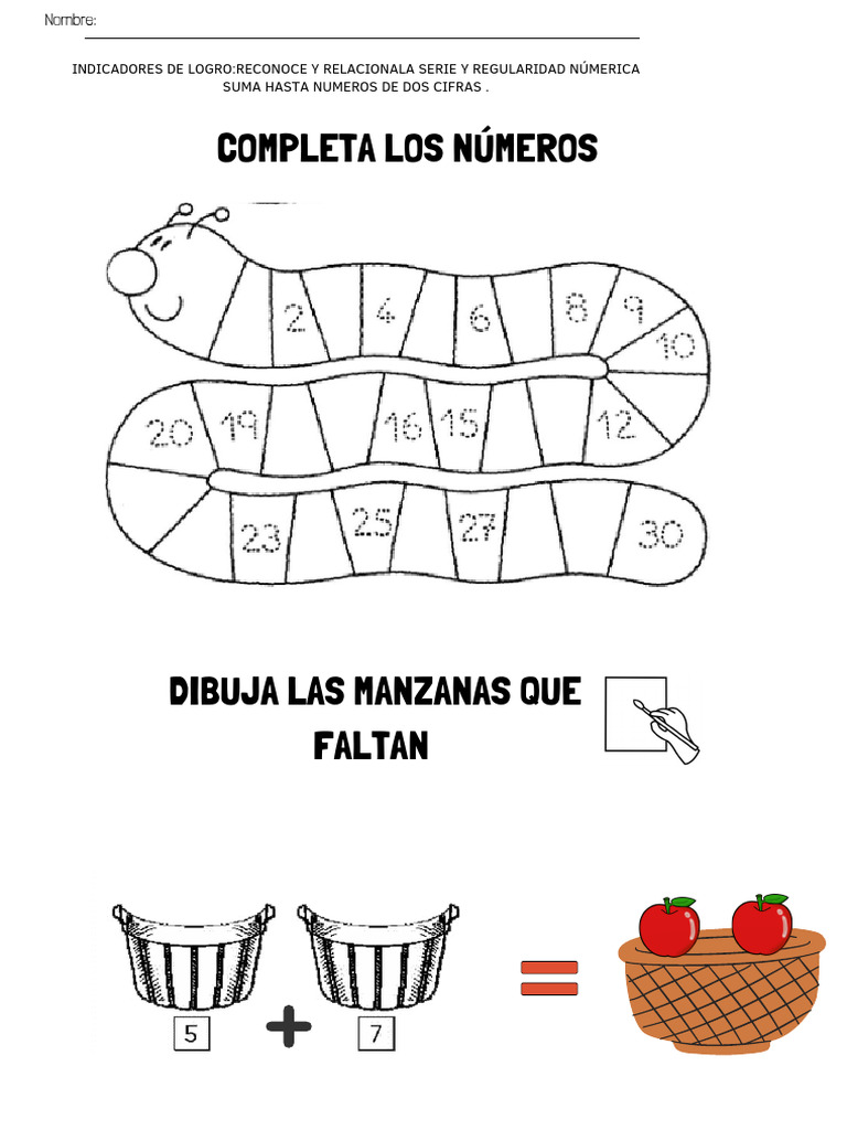 Números Del 1 Al 30 Matemática Primer Ciclo | PDF