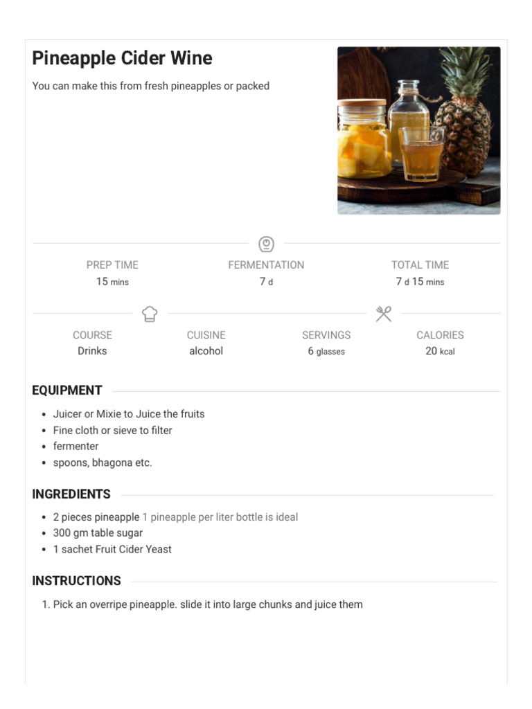 Pineapple Cider Wine | PDF
